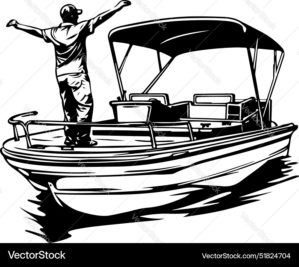 Dancing on pontoon boat silhouette Royalty Free Vector Image