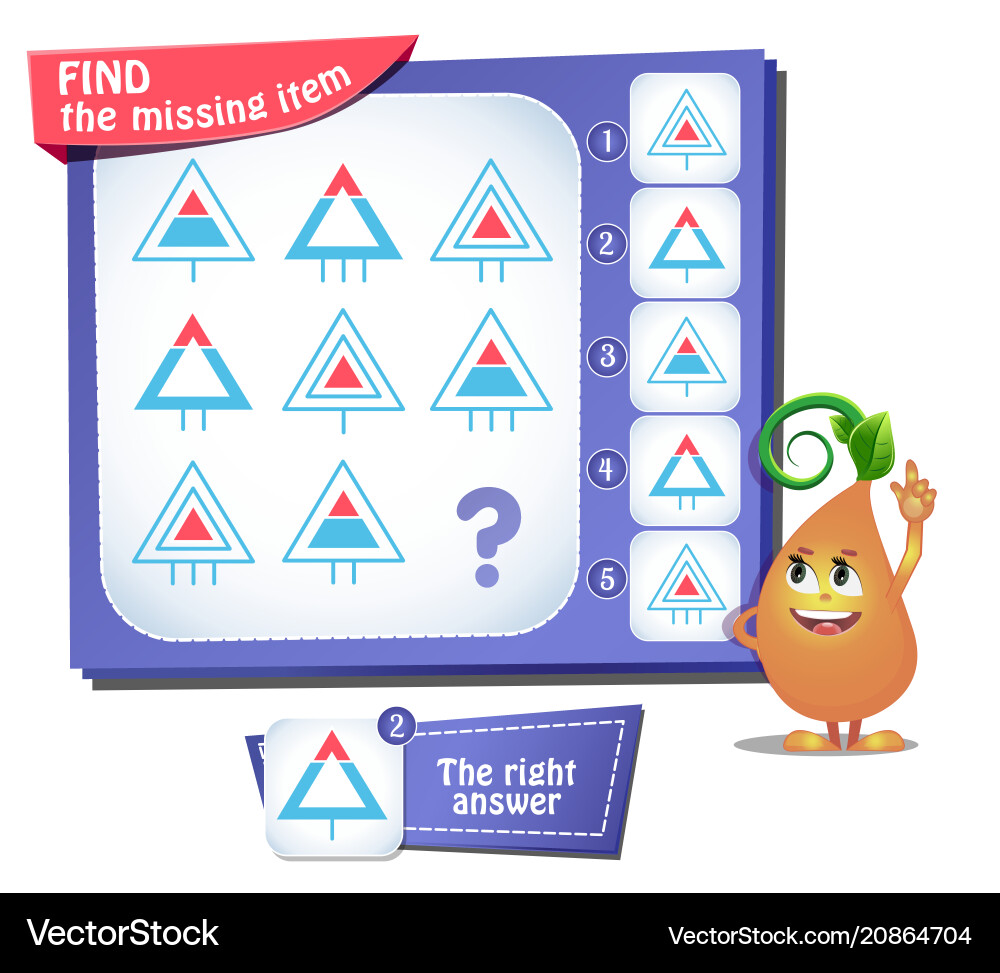 Find the missing item triangle iq Royalty Free Vector Image
