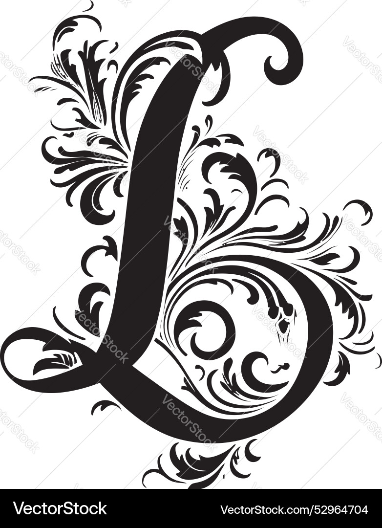 Lavish script opulent font l decor lustrous Vector Image