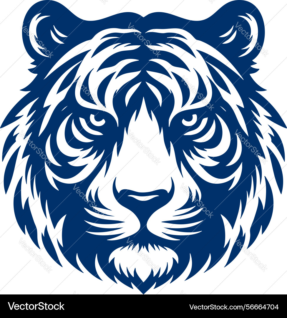 Majestic blue tiger head graphic design Royalty Free Vector