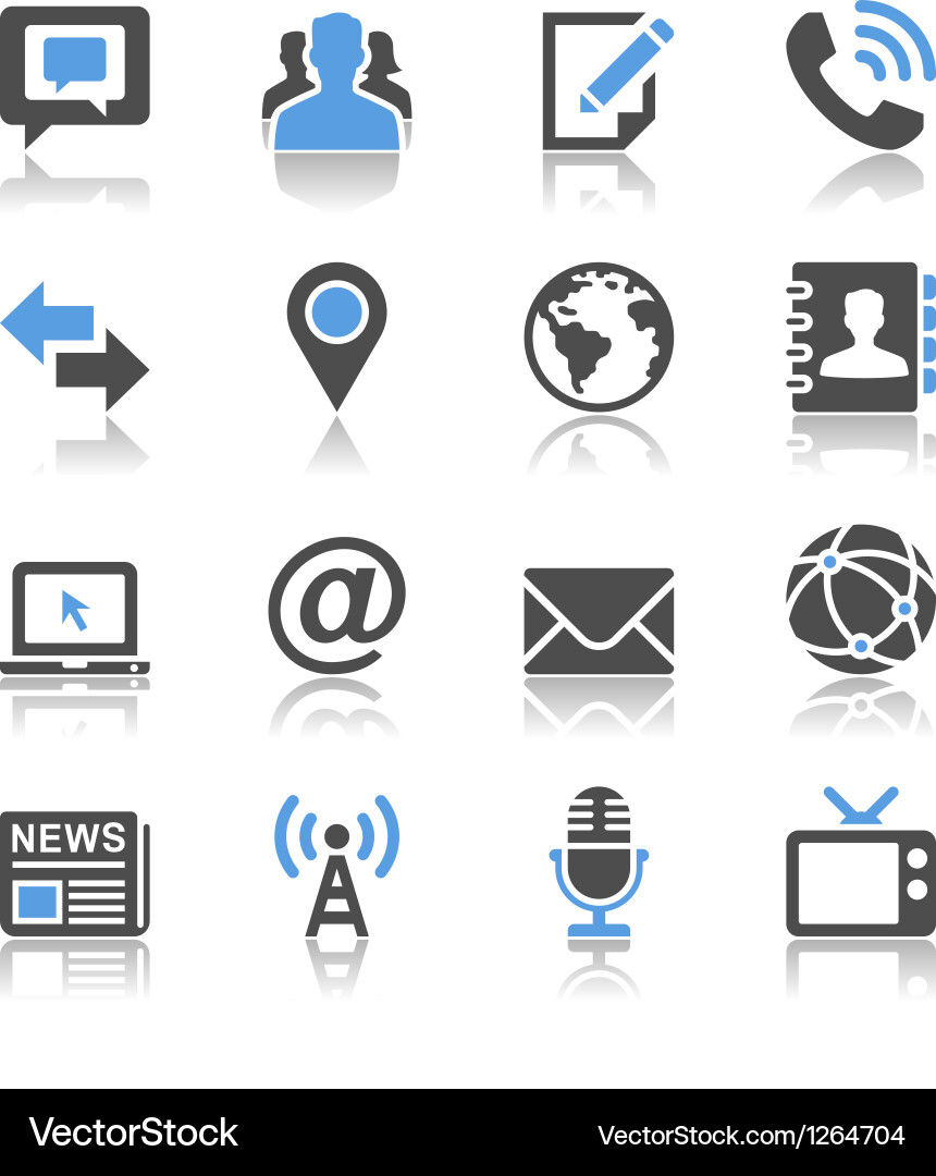Media and communication icons reflection Vector Image