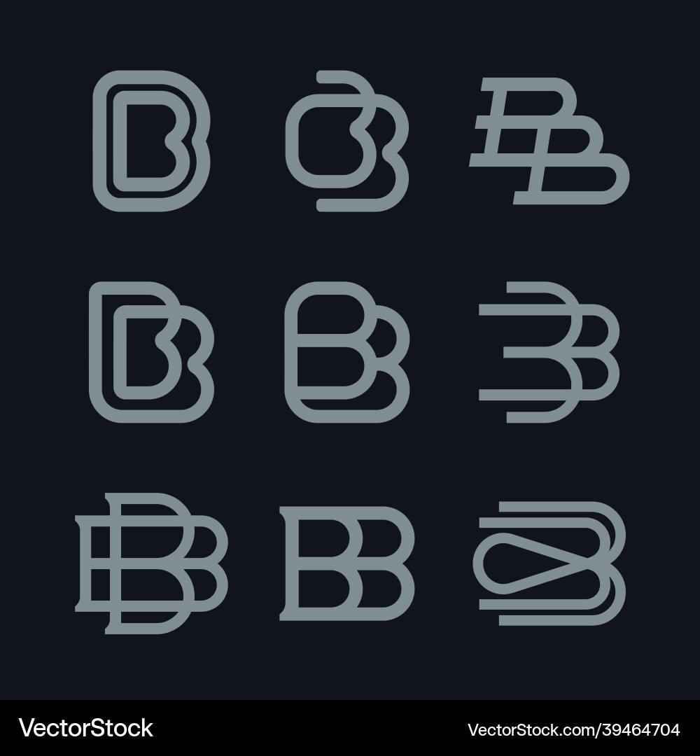 Modern professional monogram set bb in red theme Vector Image