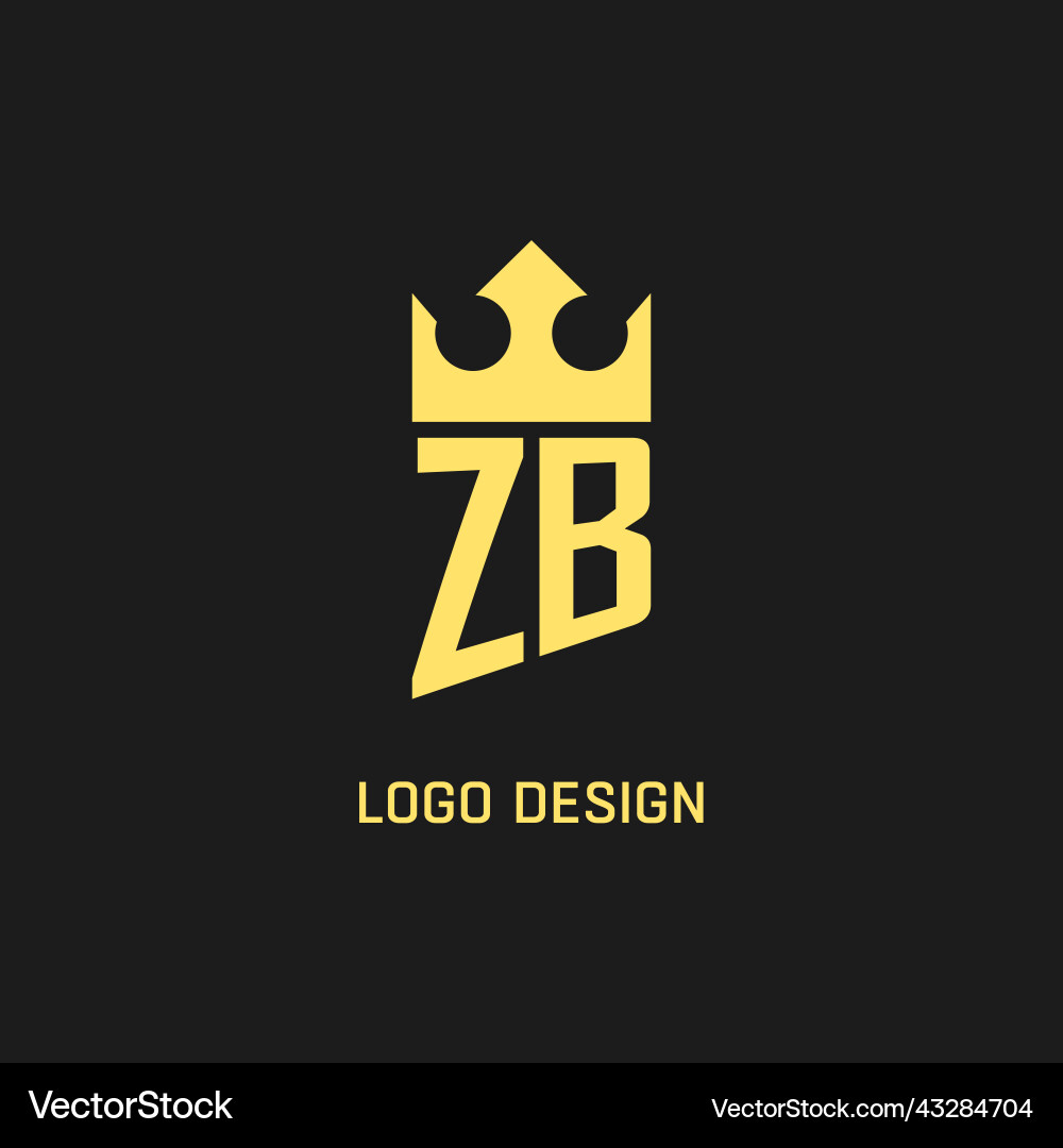Monogram zb logo shield crown shape elegant Vector Image