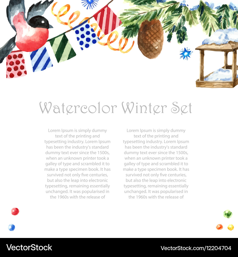 Watercolor winter frame design Royalty Free Vector Image