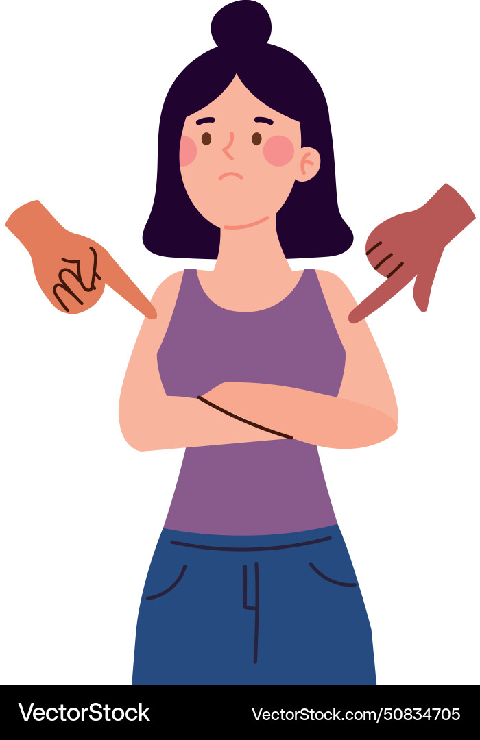 Discrimination scene with woman Royalty Free Vector Image