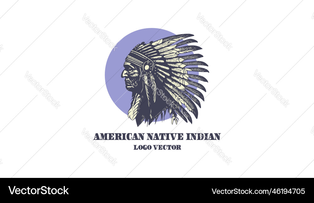 Logo profile portrait american native indian Vector Image