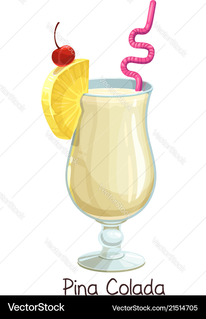 Pina colada cocktail Royalty Free Vector Image