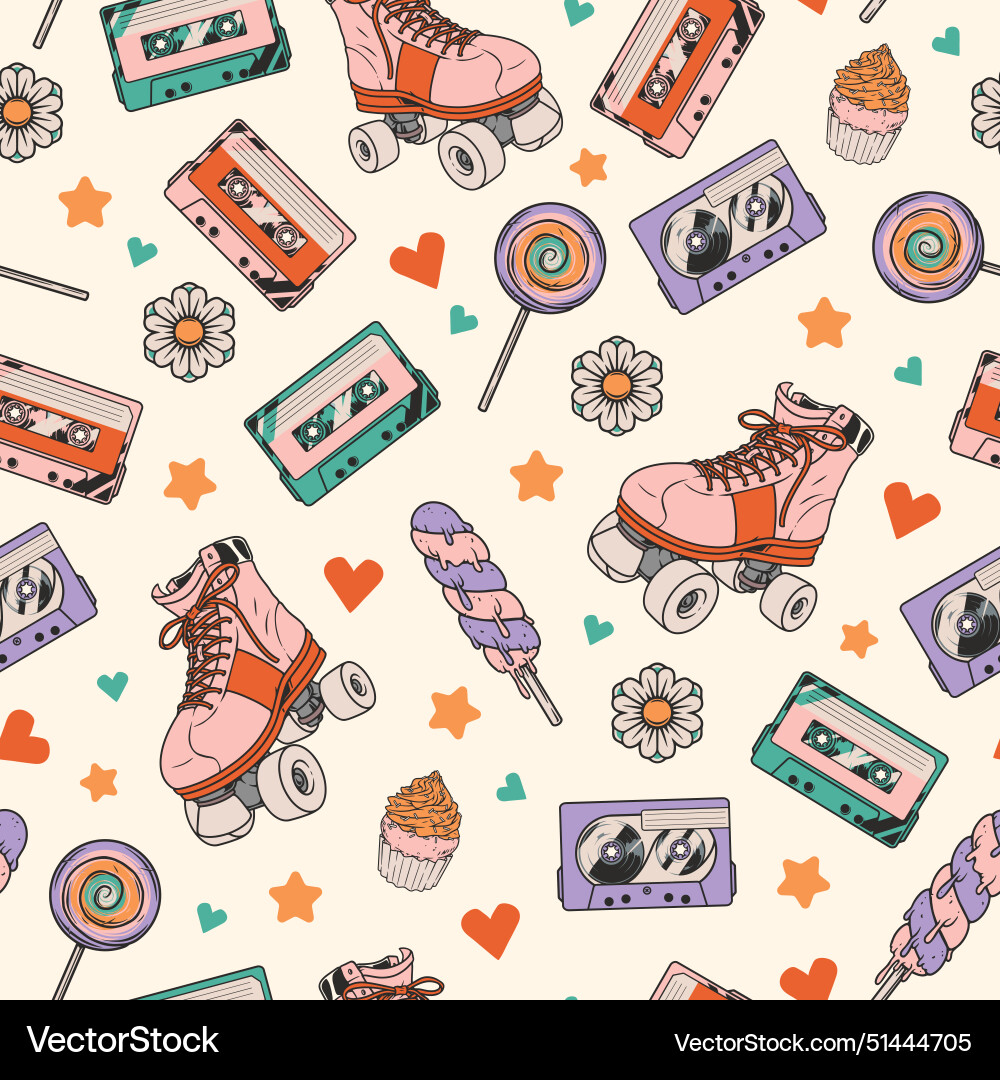 Retro culture seamless pattern colorful Royalty Free Vector