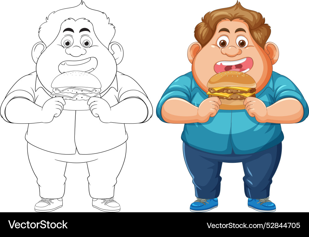 Smiling boy enjoying a big burger Royalty Free Vector Image