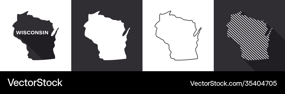 State wisconsin map united states Royalty Free Vector Image