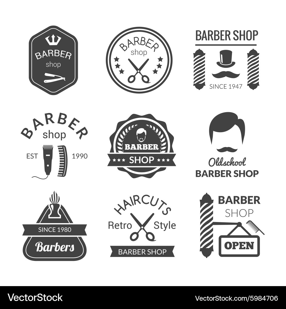 Barber shop emblems Royalty Free Vector Image - VectorStock