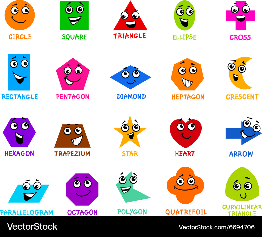 Cartoon basic geometric shapes Royalty Free Vector Image