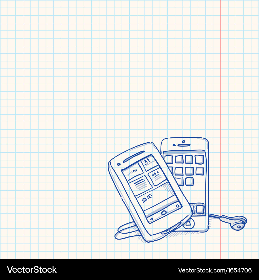 Cell Phone Sketch on Paper Royalty Free Vector Image