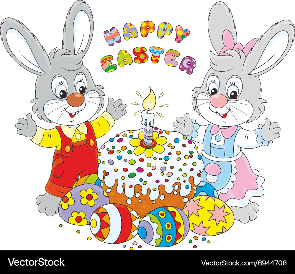 Cheerful Easter Rabbits Royalty Free Vector Image