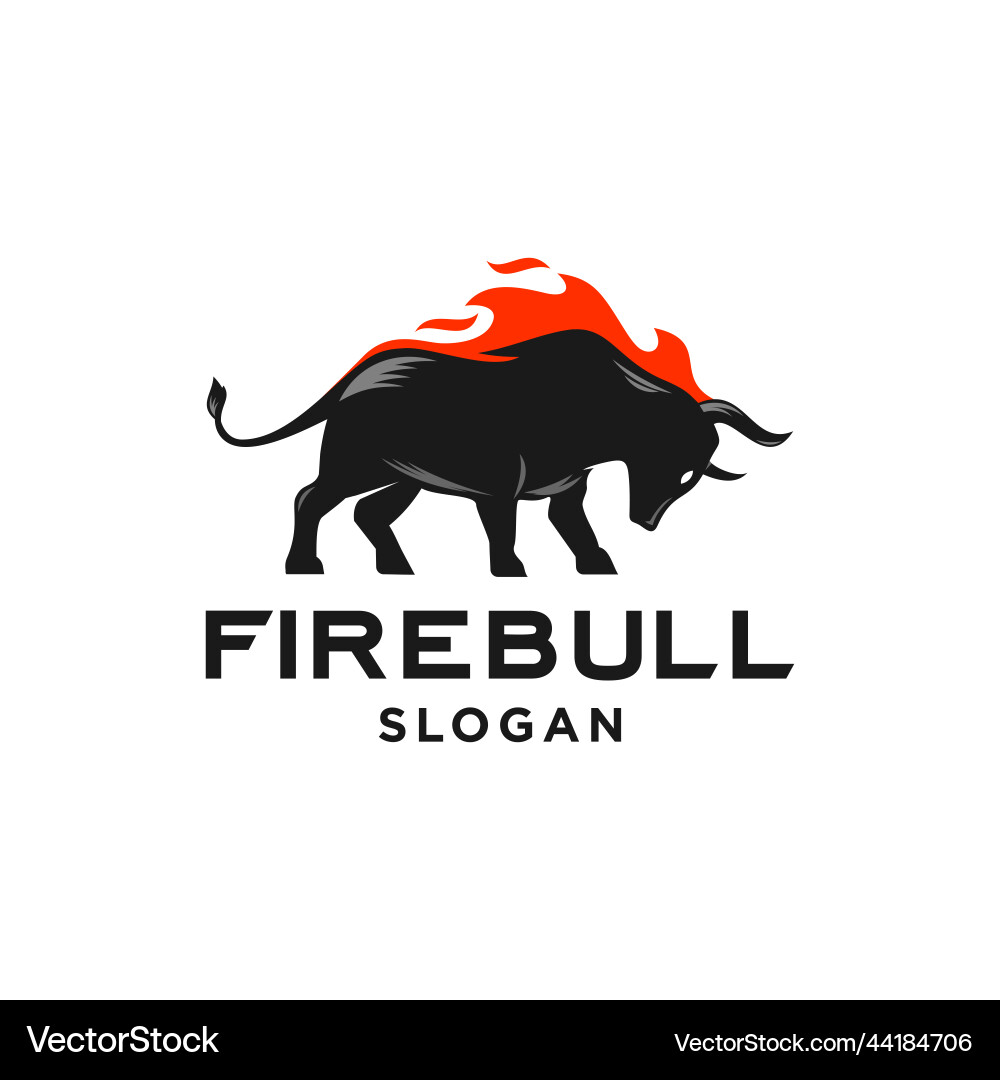 Fire bull logo raging buffalo icon design Vector Image
