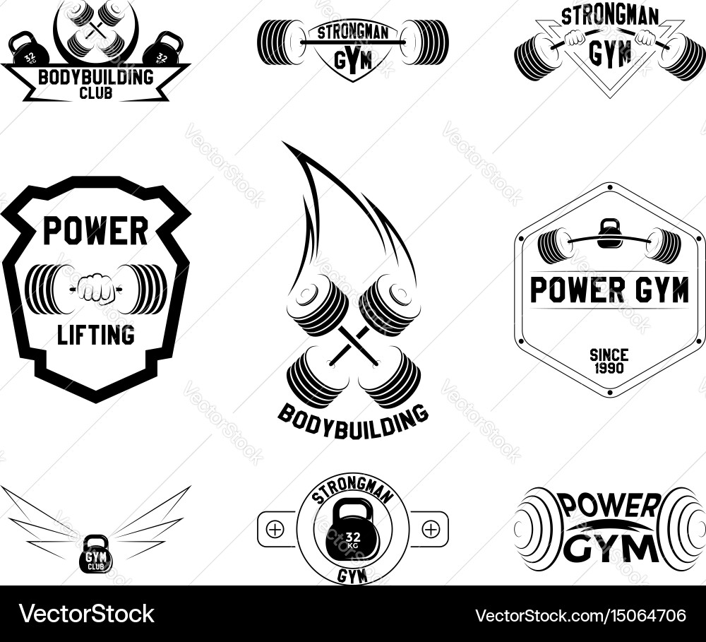 Gym emblems logo design Royalty Free Vector Image
