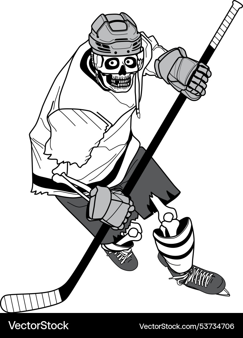 Hockey player skeleton skating with stick Vector Image