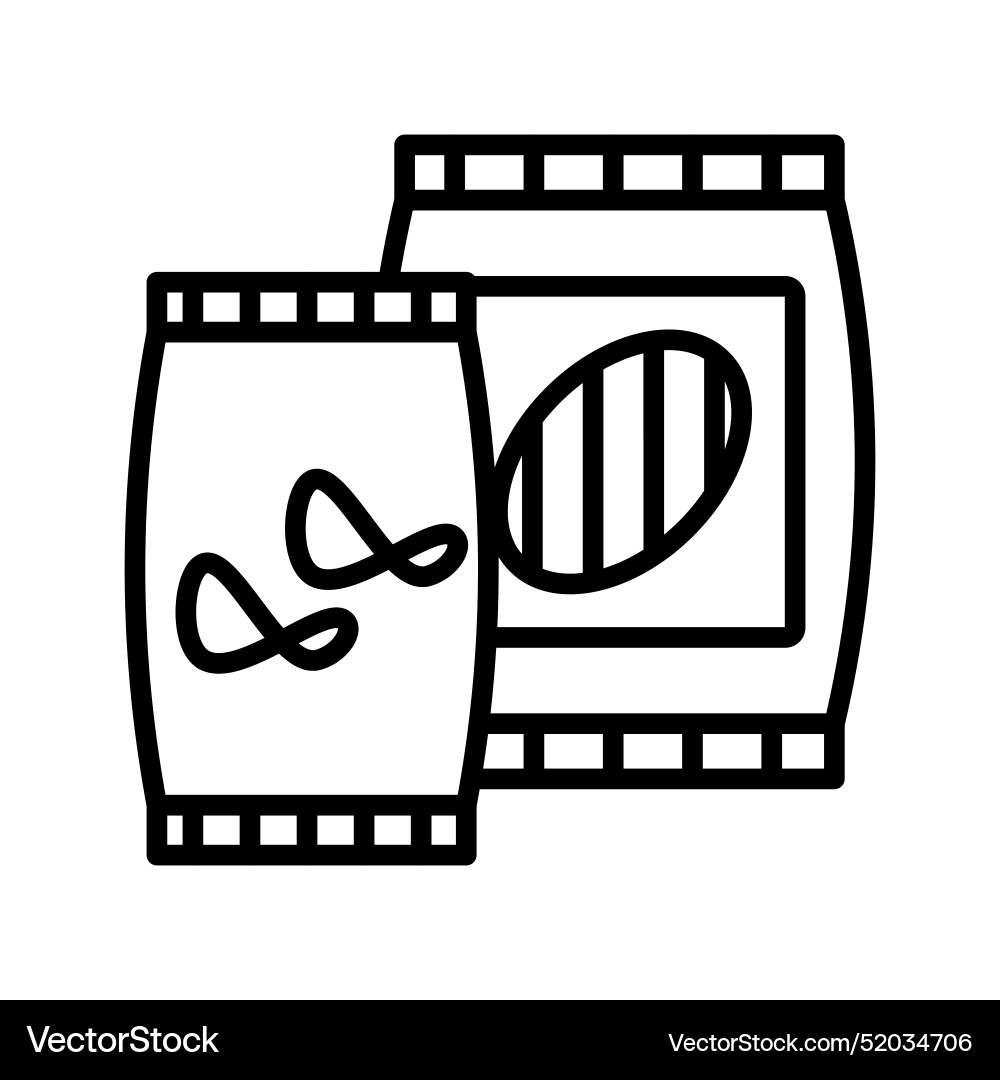 Potato chips snacks bag linear logo mark in black Vector Image