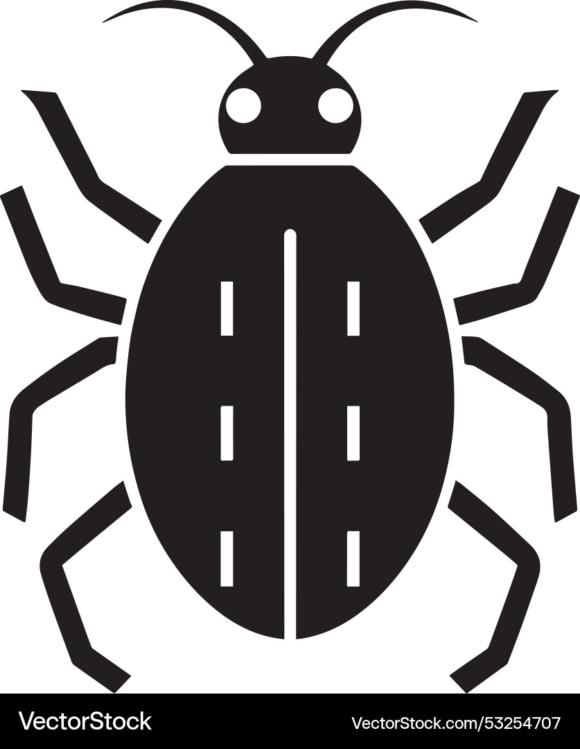 A black beetle with face and the word bug Vector Image