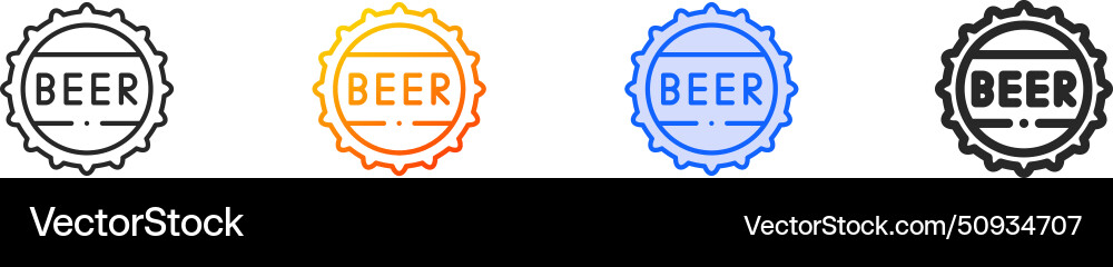 Beer cap iconthin linear gradient blue stroke Vector Image