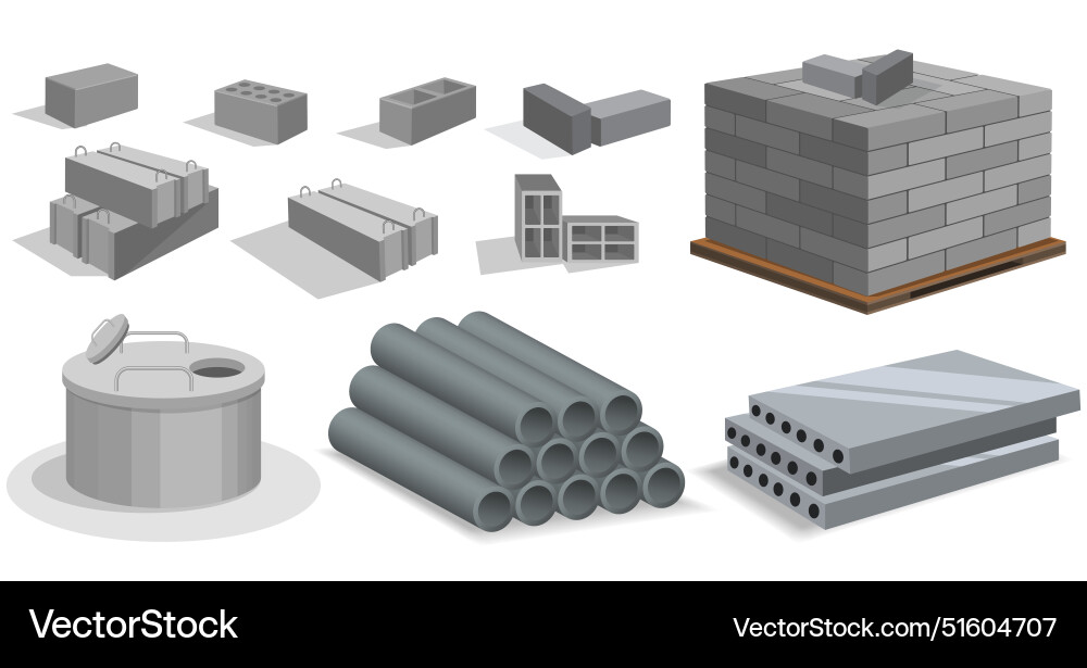 Building material supplies precast concrete 3d i Vector Image