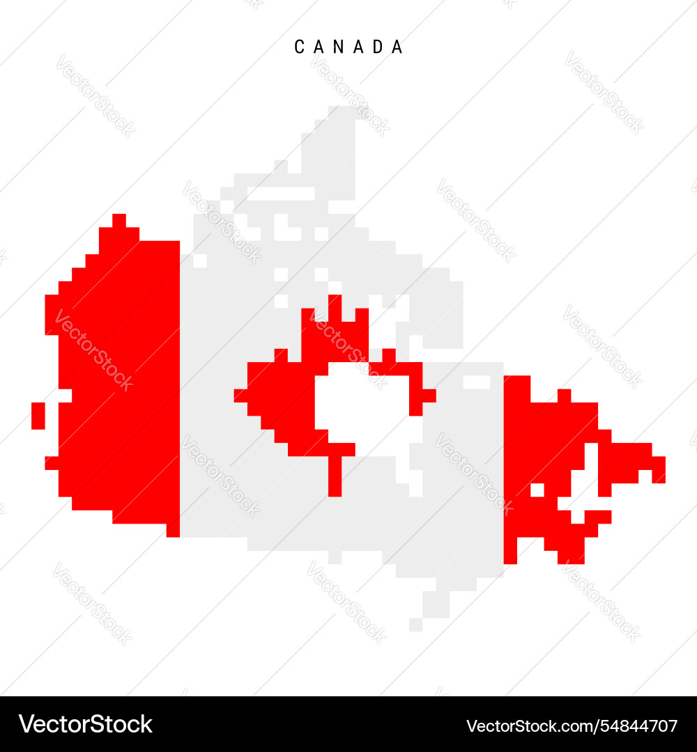 Canada pixel flag map icon flat Royalty Free Vector Image