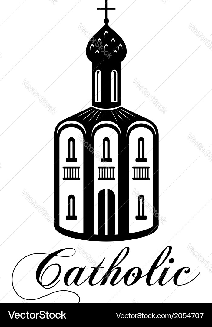 Catholic temple building Royalty Free Vector Image