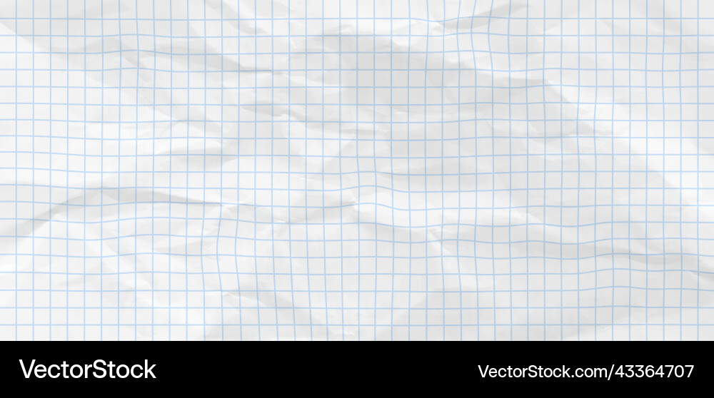Crumpled blue checkered paper texture realistic Vector Image