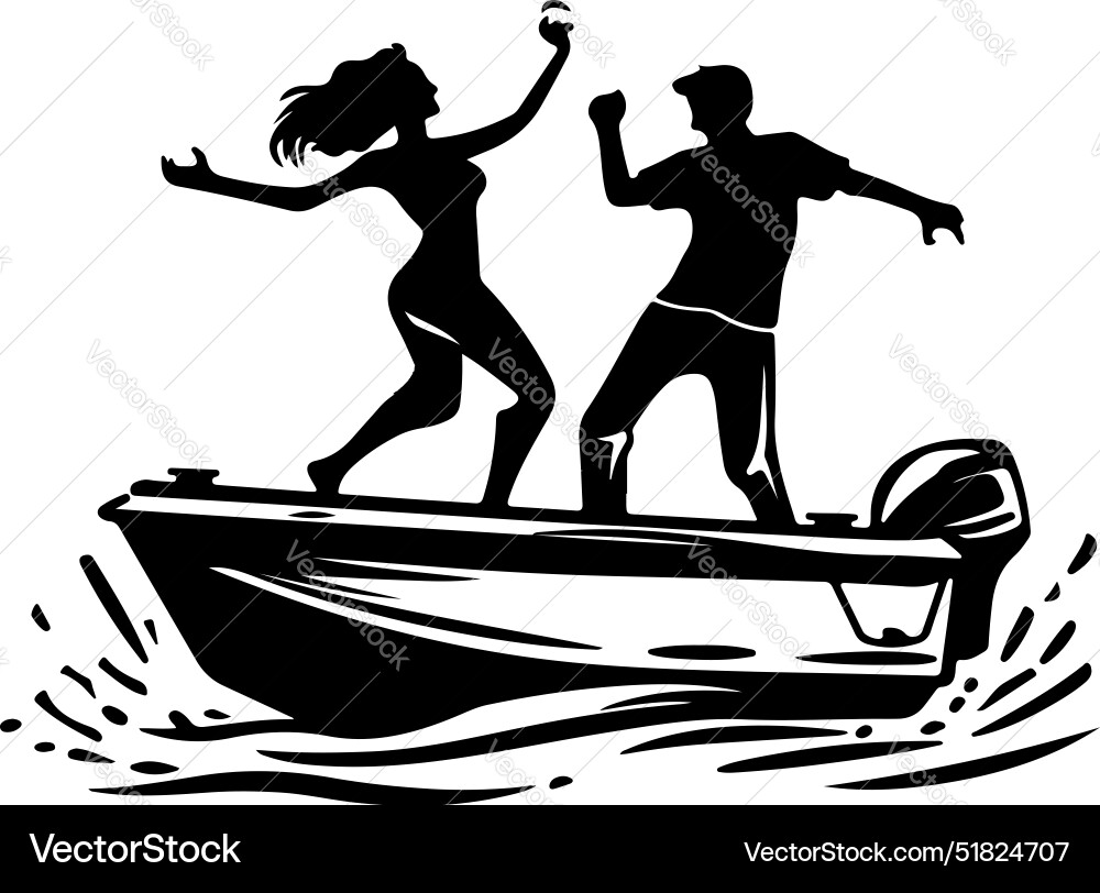 Dancing on pontoon boat silhouette Royalty Free Vector Image