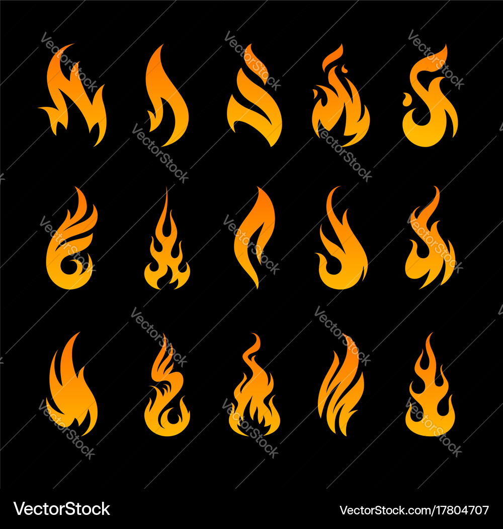 Fire Icon Set Royalty Free Vector Image - VectorStock