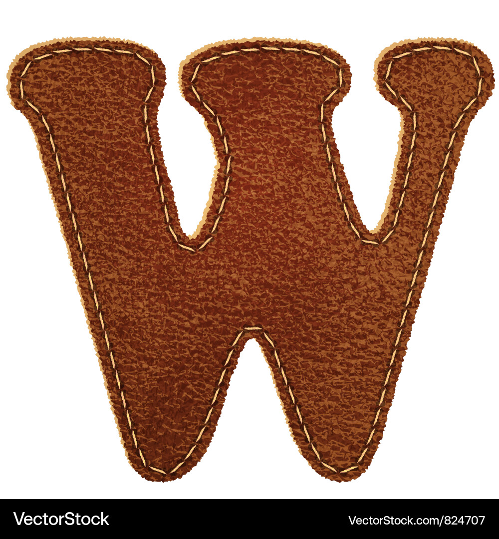 Leather textured letter w Royalty Free Vector Image