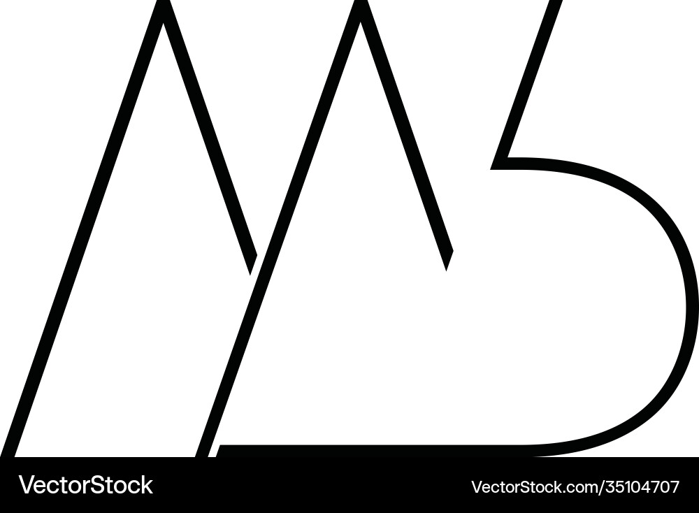 Letter mb simple thin linear symbol logo Vector Image