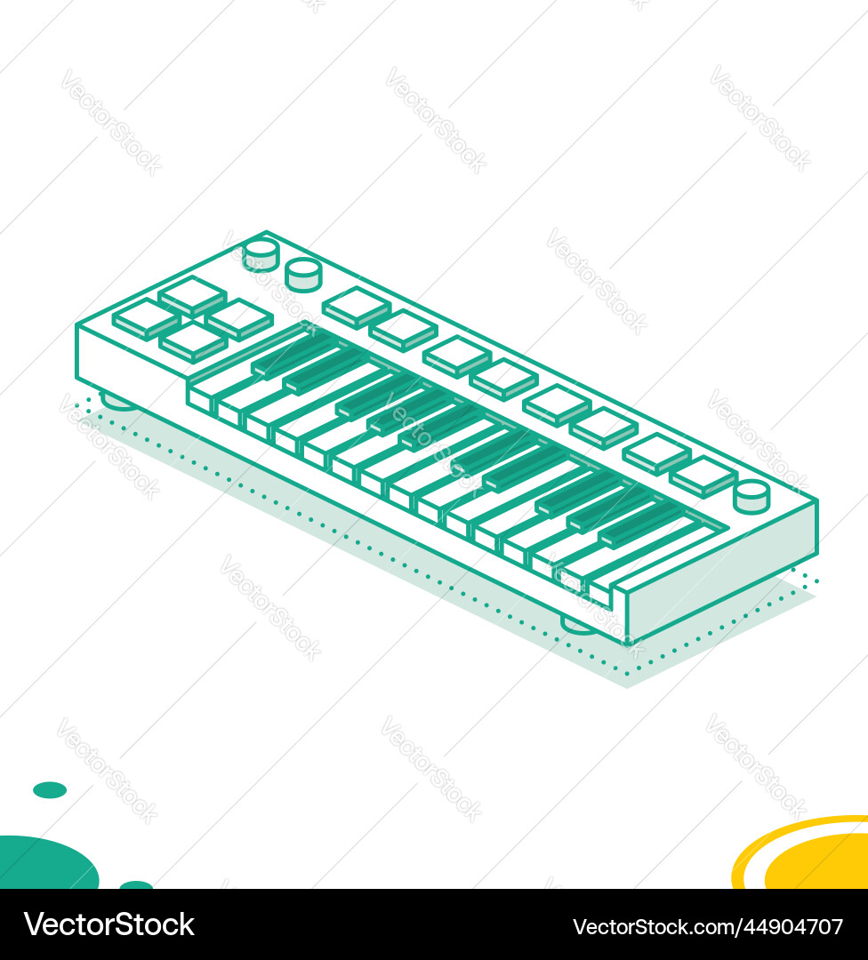 Midi keyboard with pads and faders isometric Vector Image