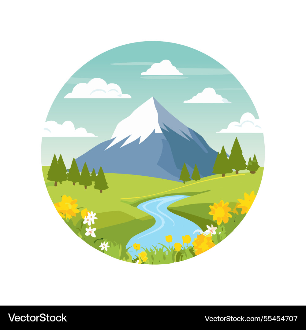 Mountain spring Royalty Free Vector Image - VectorStock
