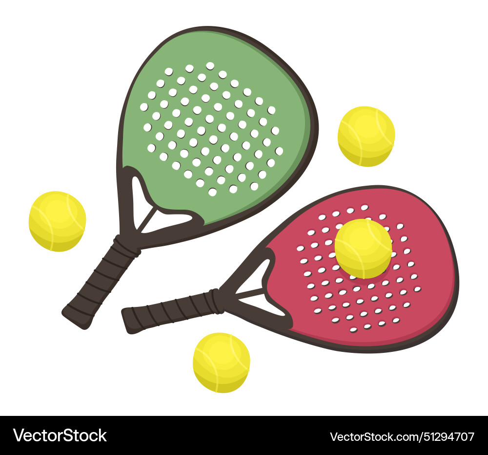 Padel tennis two rackets and balls Royalty Free Vector Image