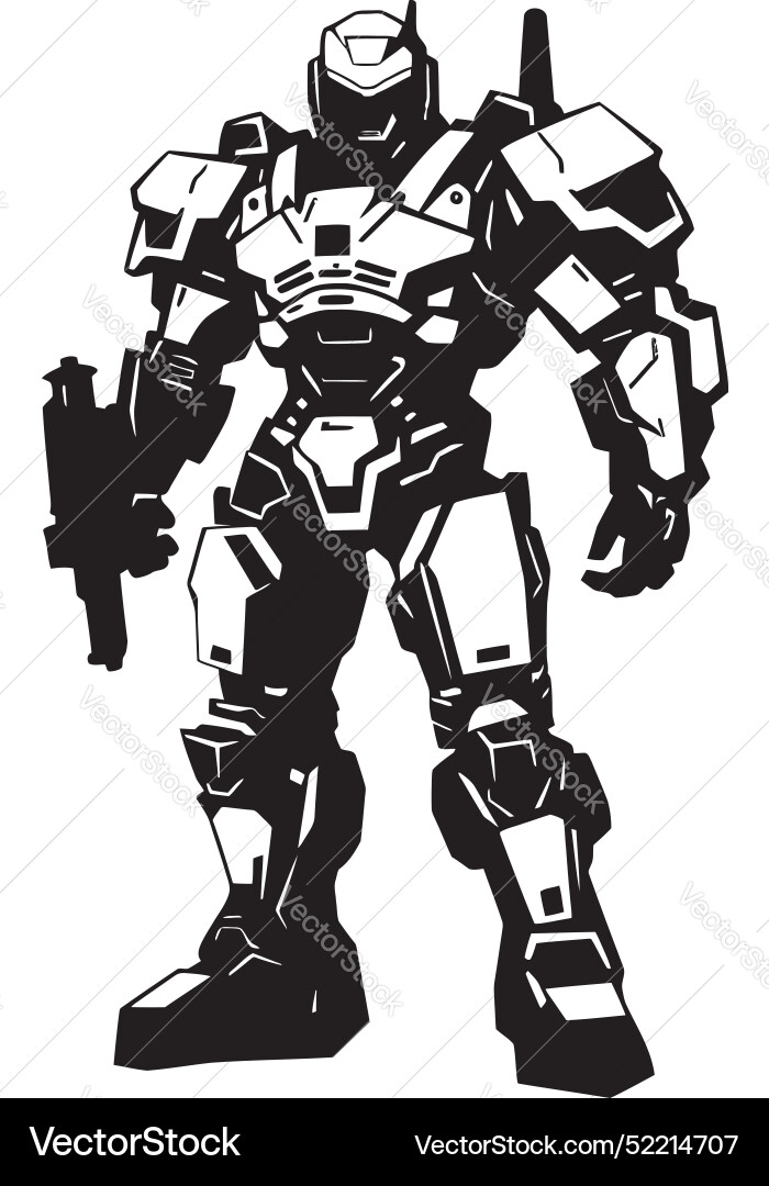 Sleek sentinel black armed robot iconic emblem Vector Image