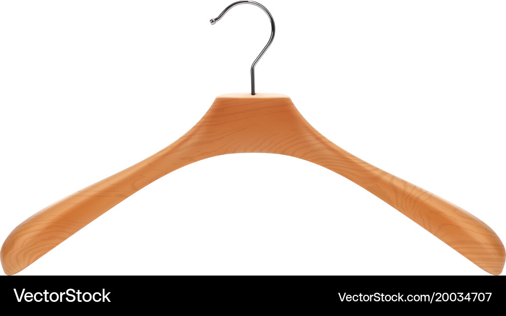 Wooden hanger isolated on white realistic 3d Vector Image