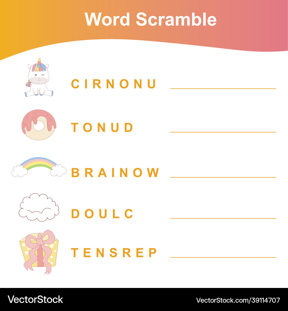 Word scramble for preschool Royalty Free Vector Image