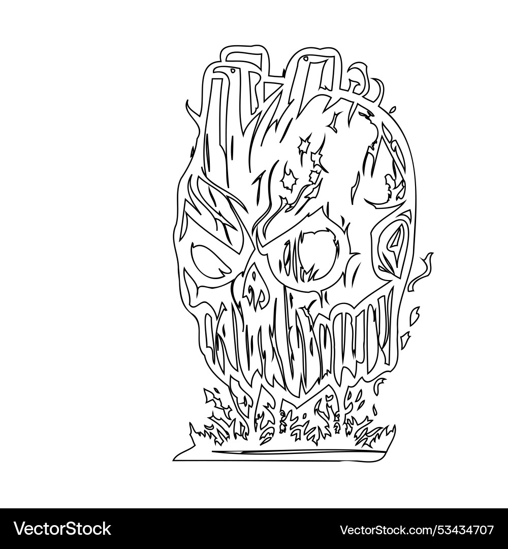 Zombie outline sketch Royalty Free Vector Image