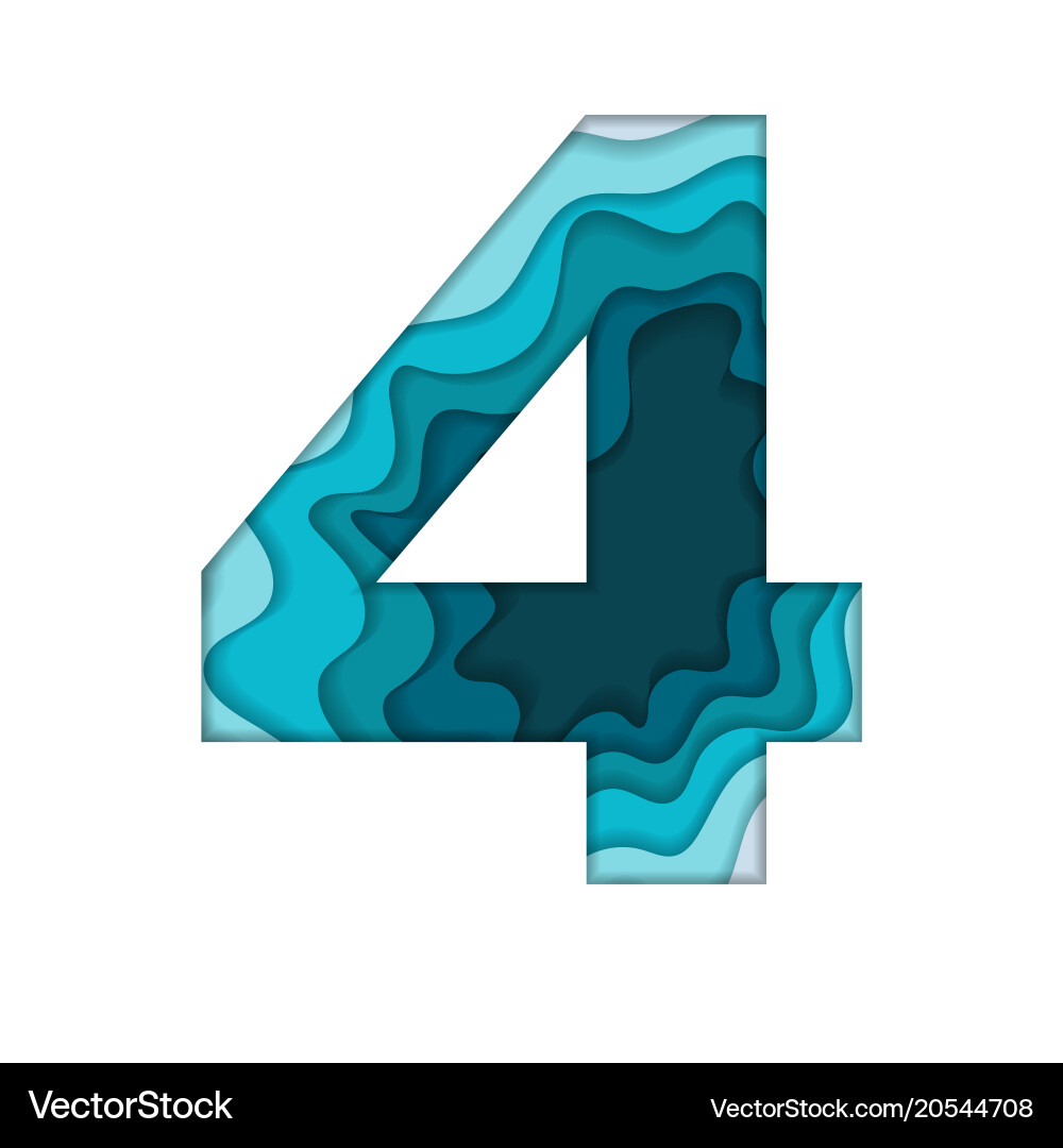 Blue number four Royalty Free Vector Image - VectorStock