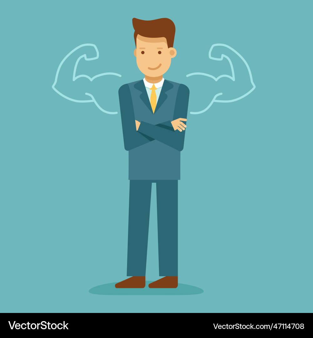 Guy with drawn strong arms - business motivation Vector Image