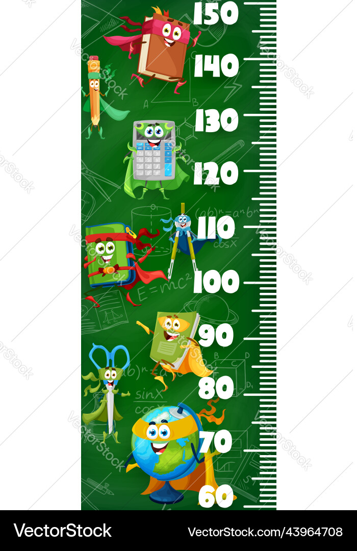 Kids height chart with cartoon school characters Vector Image