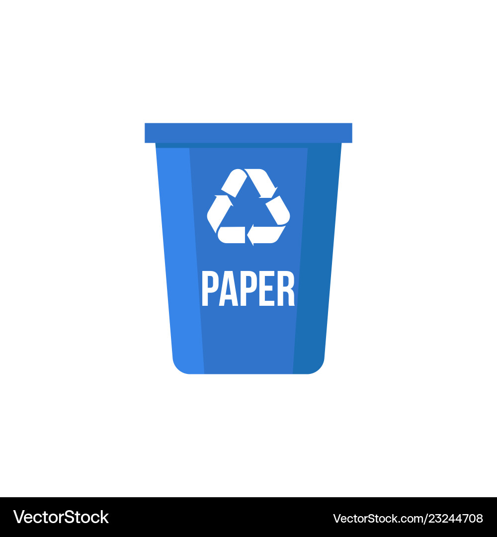Paper recycle bin flat design Royalty Free Vector Image