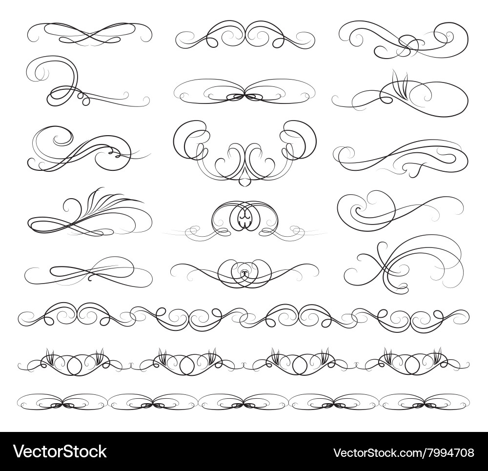 Set of calligraphic lines Royalty Free Vector Image