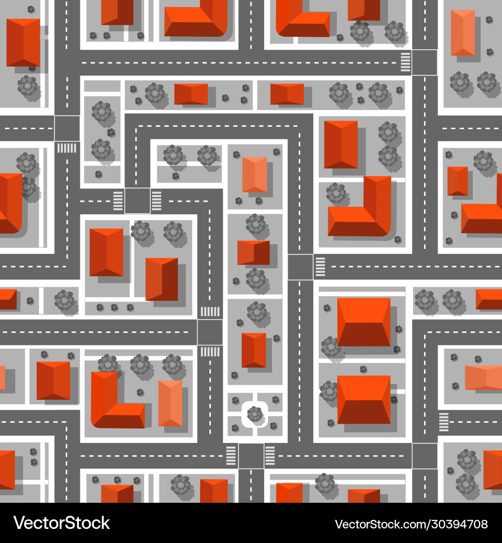 Top view plan city seamless repeating Royalty Free Vector