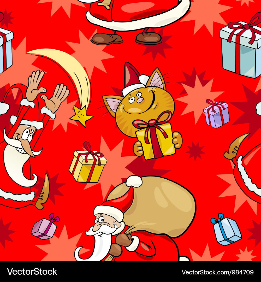 Christmas cartoon seamless pattern Royalty Free Vector Image
