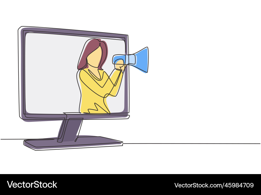 Continuous one line drawing young woman coming Vector Image