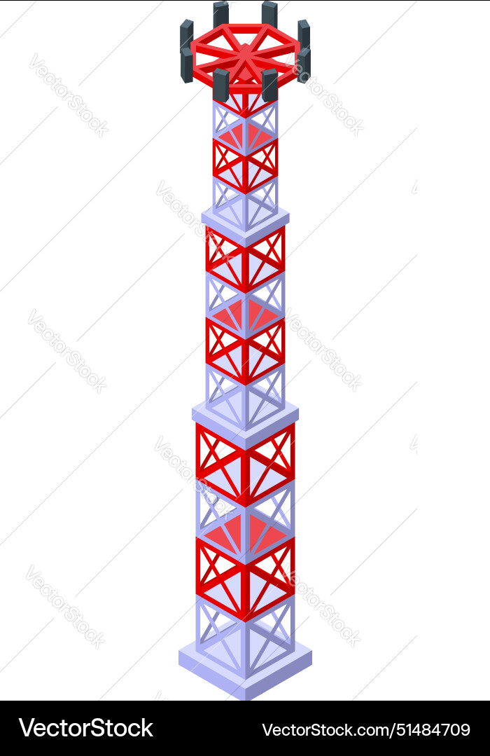 Digital of a 3d isometric cell tower Royalty Free Vector
