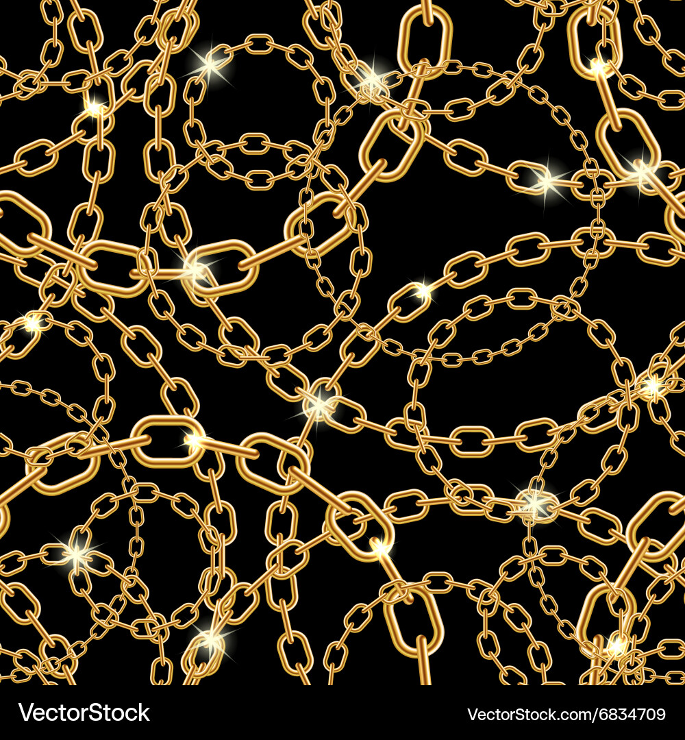 Gold chain on black seamless Royalty Free Vector Image