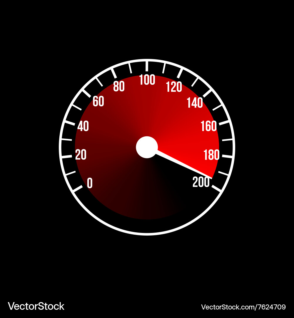 Red speedometer design on a black Royalty Free Vector Image